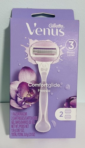Gillette Venus Comfort Glide 3 Blades 2 Cartridges 1 Razor Purple NEW ...