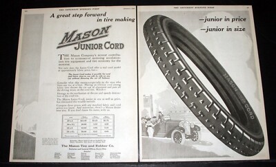 1921 OLD MAGAZINE PRINT AD, MASON JUNIOR CORD TIRES, JUNIOR IN PRICE ...