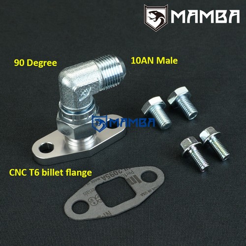 90 Deg 10AN Turbo Oil Return Drain Flange Kit Garrett T3 T4 TB03 T04B ...