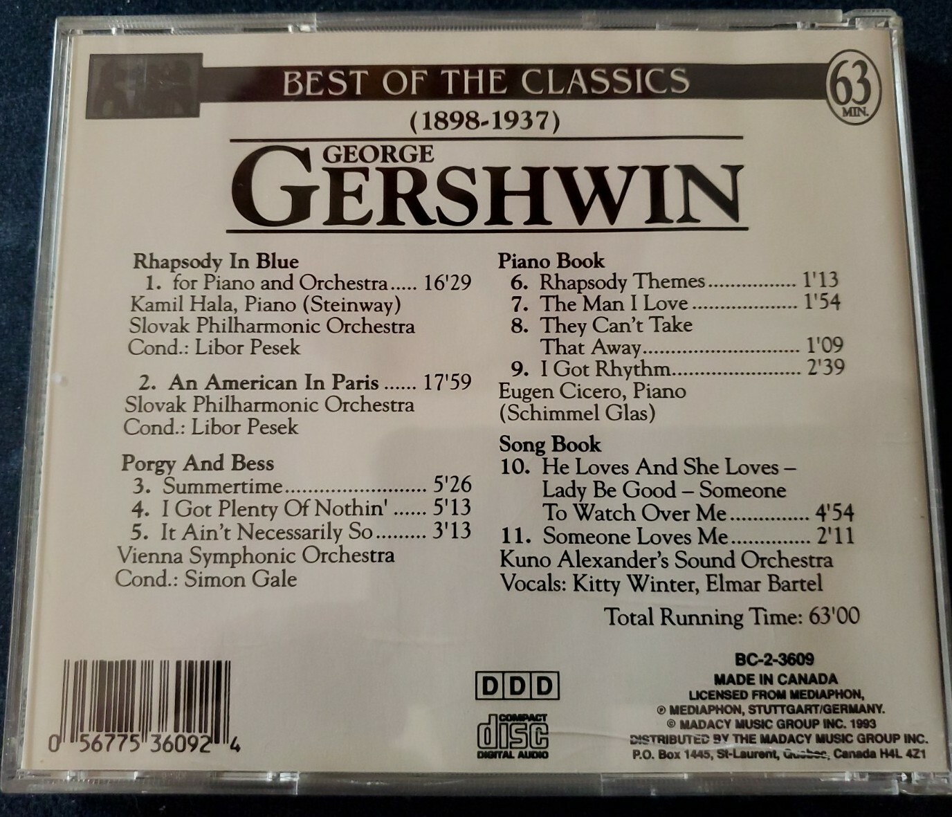 Best of the Classics: George Gershwin (CD, Sep-1994, BC Records) | eBay