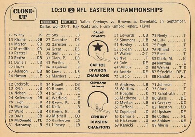 1968 TV AD DALLAS COWBOYS VS CLEVELAND BROWNS NFL FOOTBALL EASTERN ...