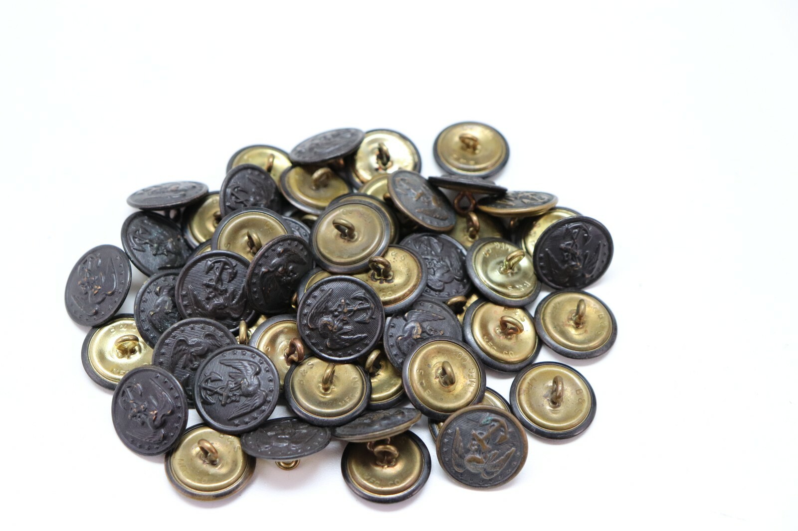 WWI USMC Bronze Button brass backs marked B & S mfg co 7/8in 22mm 38L ...