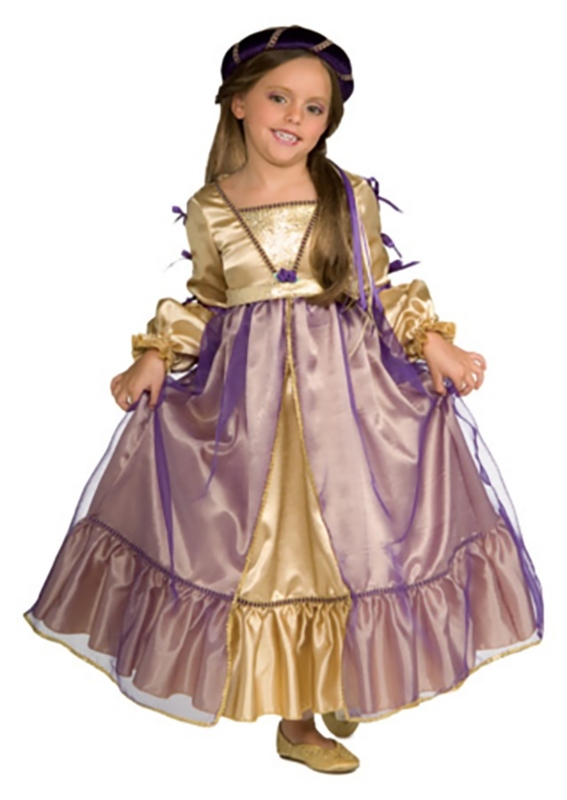 Girls PRINCESS JULIET Renaissance Costume Dress + Headpiece - Childs ...