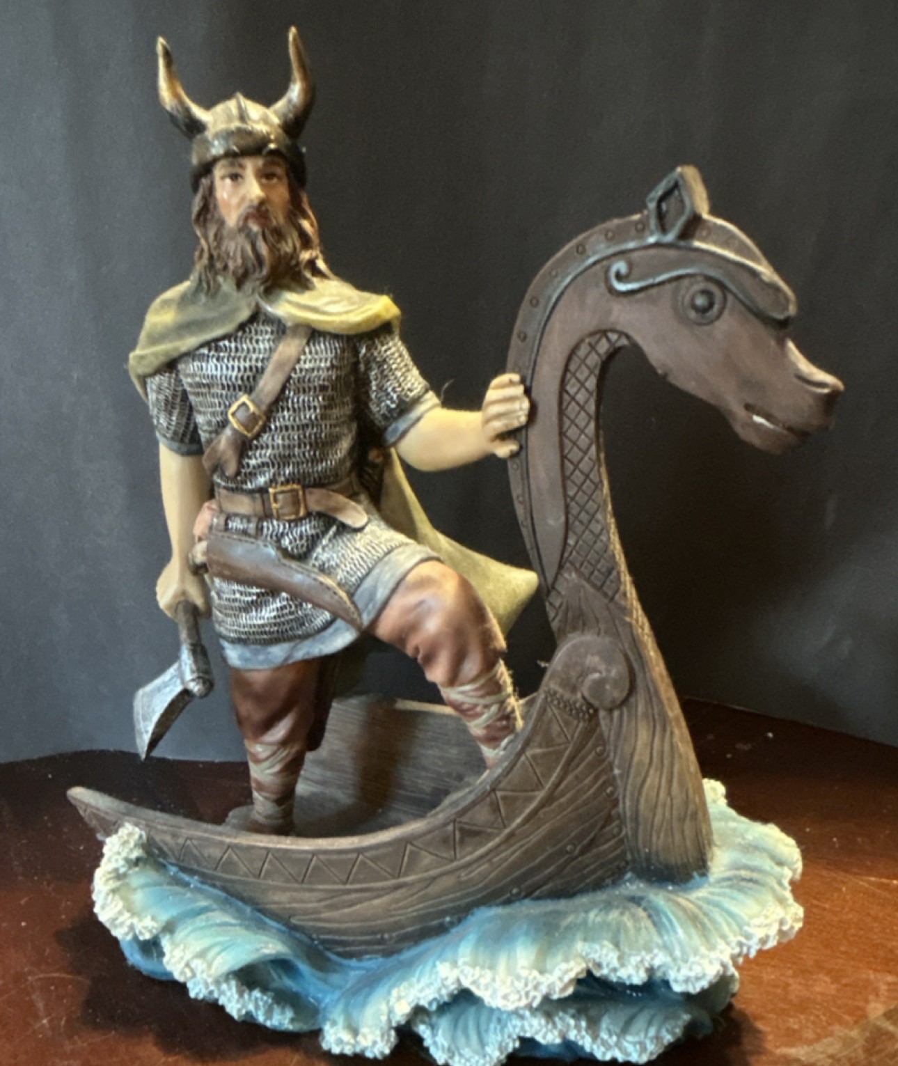 Viking Warrior Hand Painted Resin Figurine Longship Viking Decor | eBay