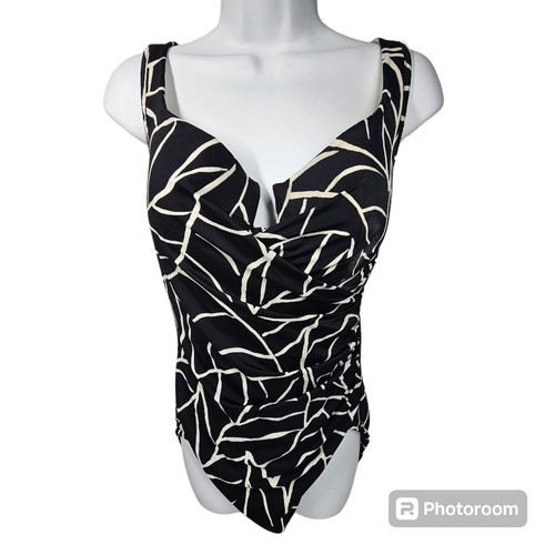 Miraclesuit Must Haves Escape One Piece Swimsuit Black /Cream Size 16 ...