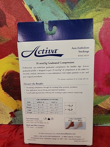 ACTIVA Anti-Embolism 18mmHg Knee Hi CT Stockings XL White New In Box | eBay