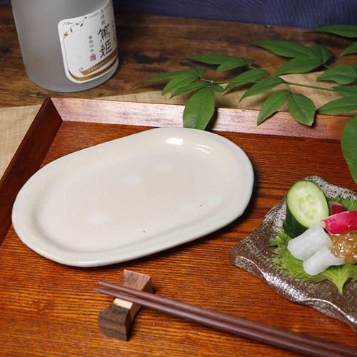 Y0205 Shigaraki ware oval plate 19cm cake plate plate stylish white ...