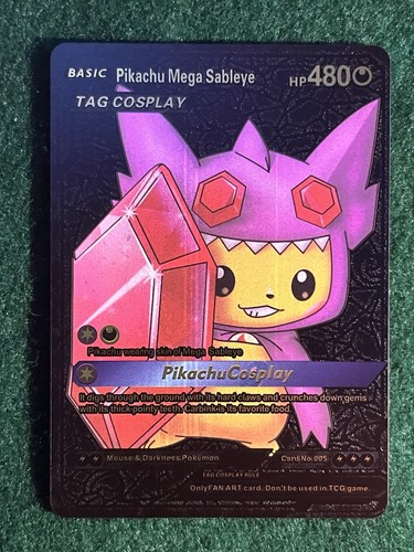 POKÉMON PIKACHU MEGA SABLEYE COSPLAY FAN ART CARD BLACK | eBay