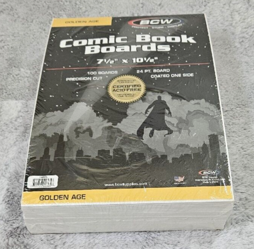 BCW 100 Comic Book Boards Golden Age 7 1/2" x 10 1/2" 24 PT Coated One ...