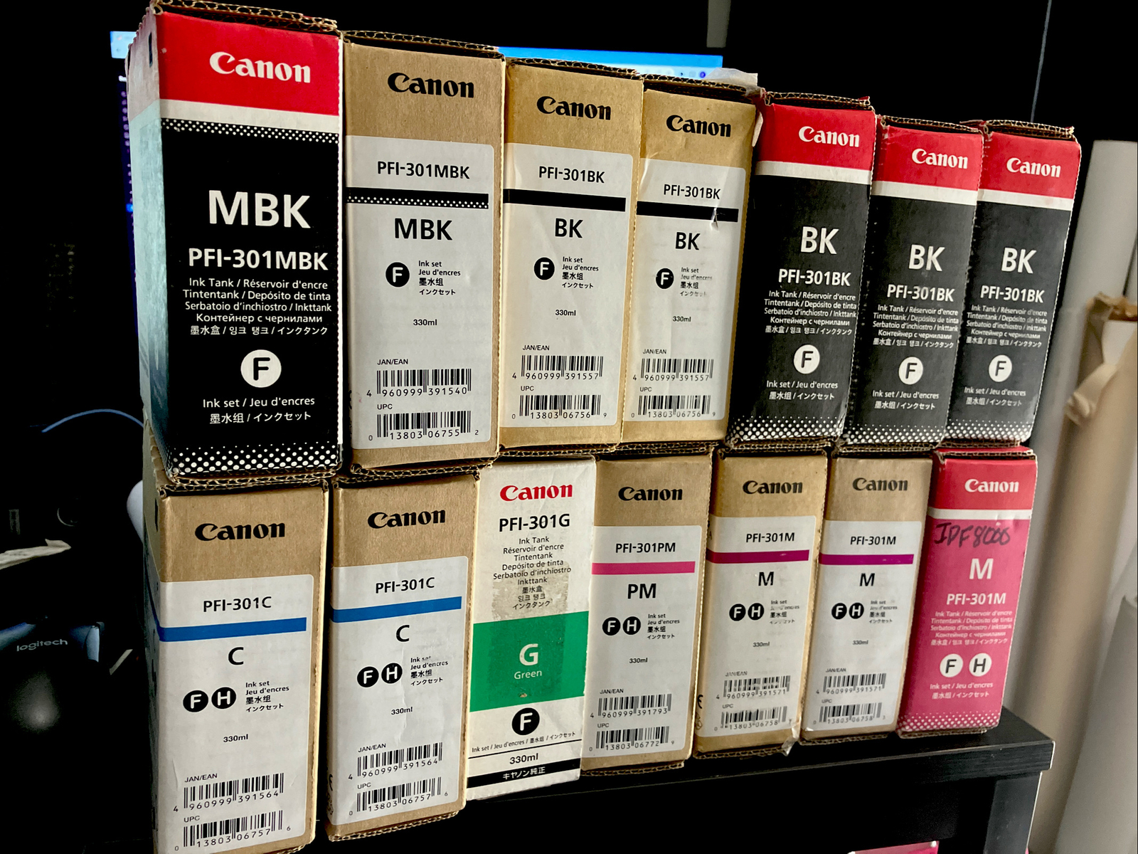 Lot Of 14 Canon PFI-301 Ink Sealed 300ml Ink Tanks | eBay