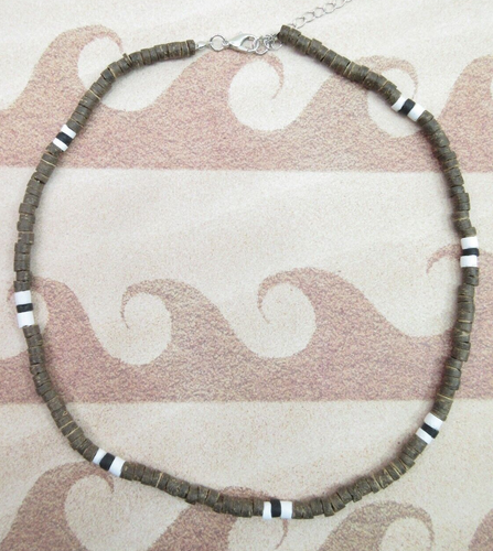 Surfer Necklace Choker Men Women Brown Hawaiian Beach Chain Puka ...