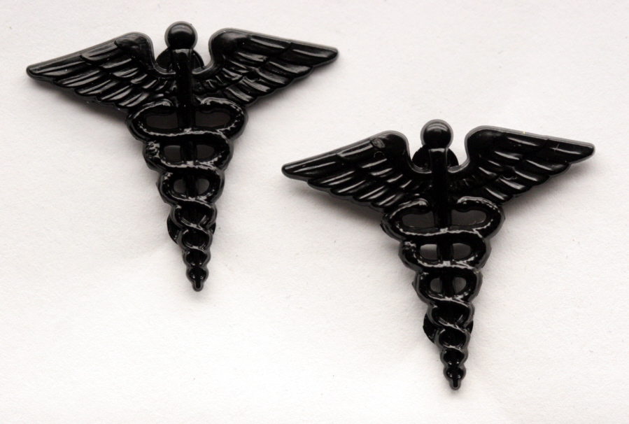 2 CORPSMAN HM HAT LAPEL PIN BLACK DOC FMF US NAVY USS MARINES CADUCEUS ...