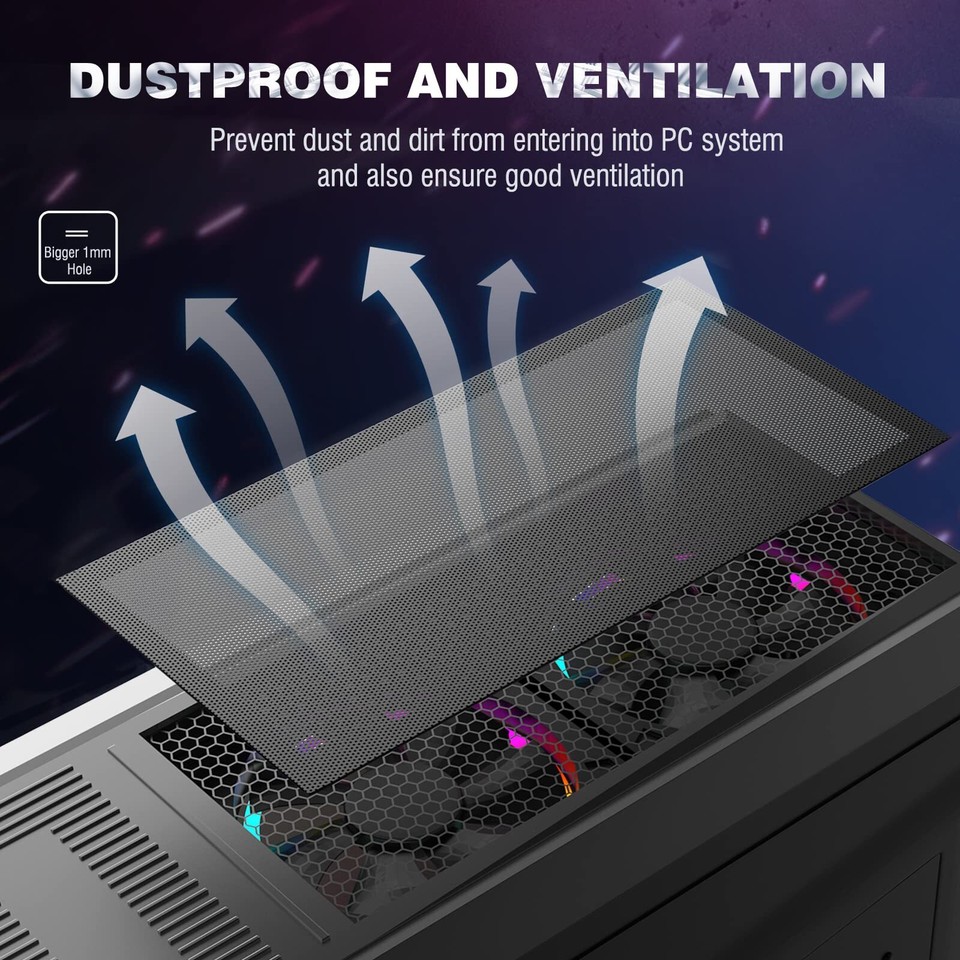 MoKo DIY PC Case Dust Mesh Filter 2 Pack Magnetic Dustproof Cover for ...