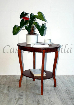 Massivholz Beistelltisch Teetisch oval 57 cm kirschbaumfarben Eck-tisch ...
