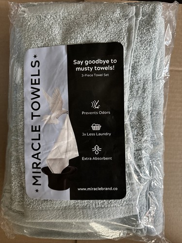 Miracle Made Silver Infused Cotton Towels 3-Piece Towel Set Sky Blue ...