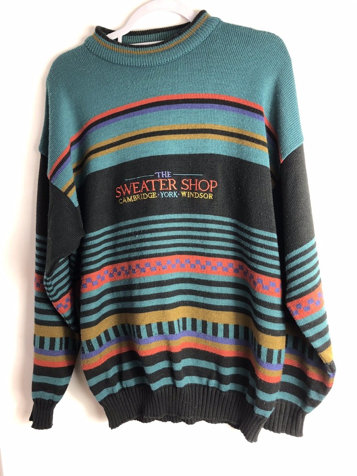 Mens Vintage Retro The Sweater Shop Jumper Pullover. Size M. Striped ...