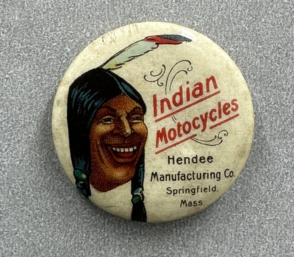 c 1910 INDIAN MOTORCYCLE Celluloid PINBACK Hendee Antique Advertising ...