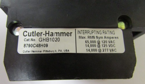 CUTLER HAMMER GHB1020 Single Pole 20 Amp GHB Breaker | eBay