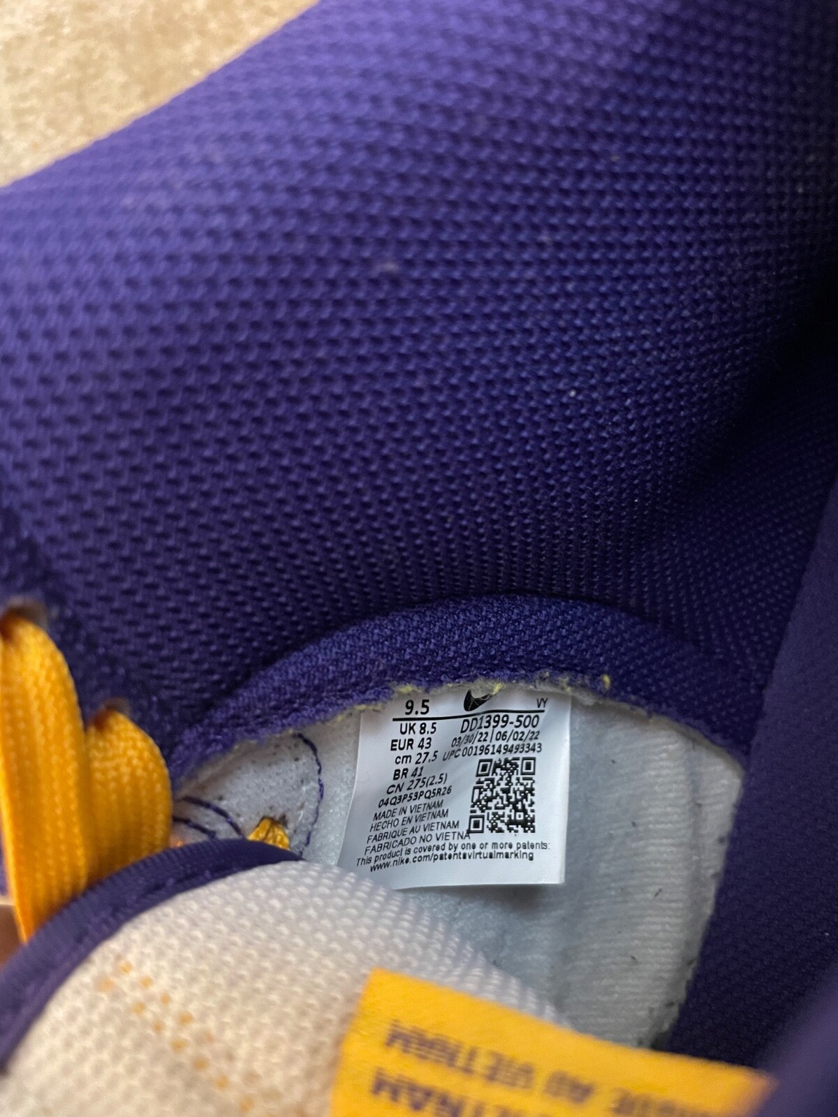 Nike Air Dunks High Lakers - Size 9.5 men (11 women) | eBay
