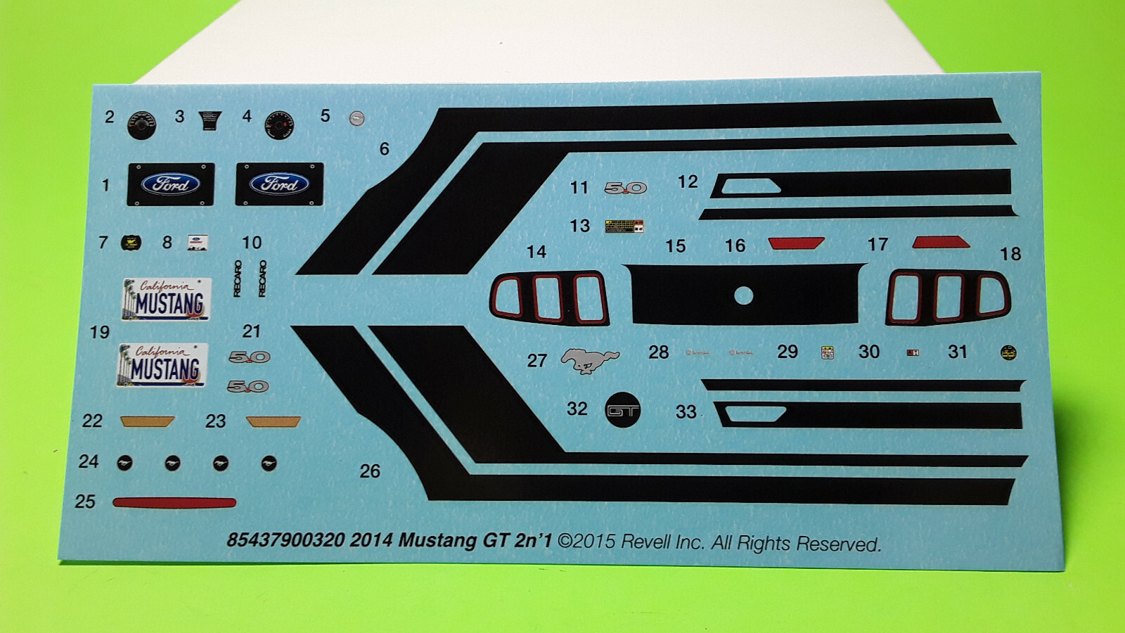 2014 Ford Mustang GT 1/25 5.0 Waterslide Decal Sheet Model Car Racing ...