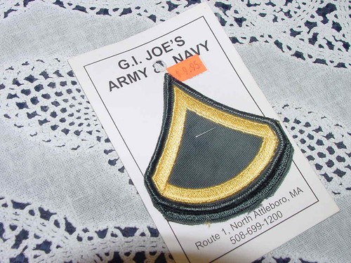 US Army Private First Class PFC E-3, Gold/GREEN, Patch Set, Regulation ...