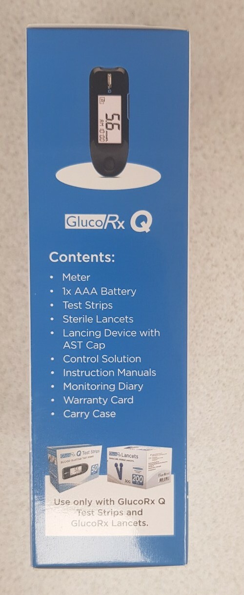GlucoRx Q Diabetes Monitoring System Glucose Meter New In Box & Free ...