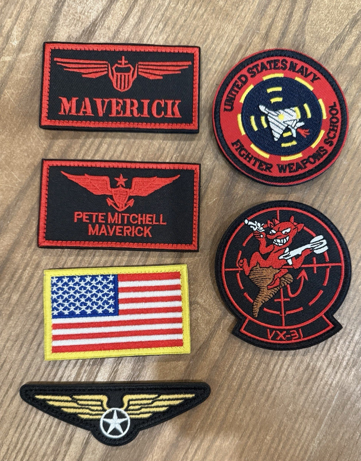 Set of 6 Top Gun Patches Hook & Loop Pete Mitchell Maverick - A0242 | eBay