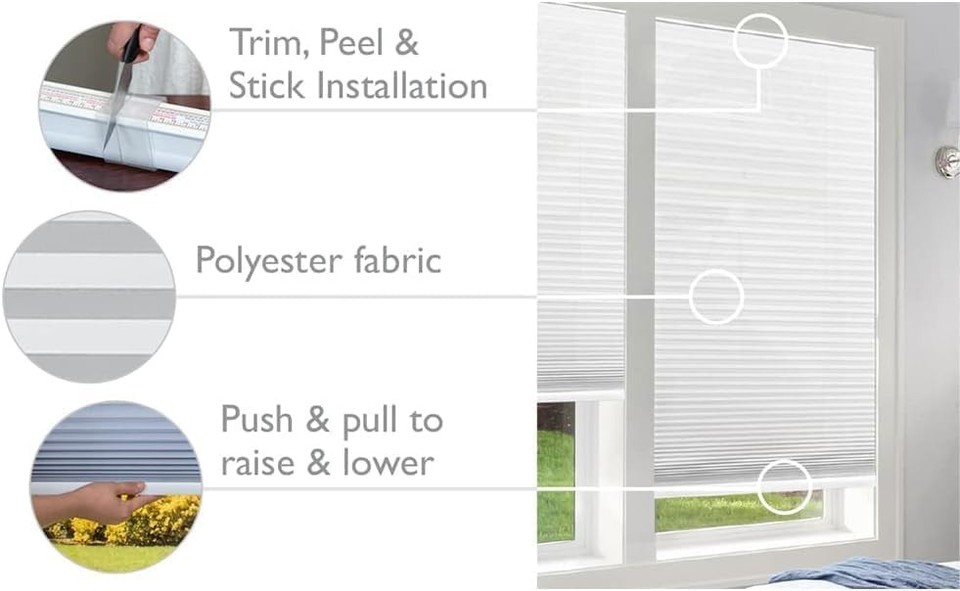 Redi Shade No Tools Easy Lift Trim-at-Home Cordless Pleated Light ...