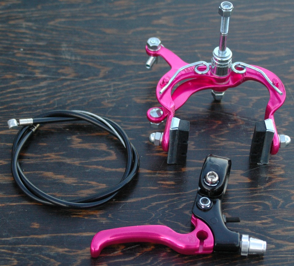 Pink Fixie ALLOY Front Brake Lever Cable Caliper Fixed Gear Bicycle ...
