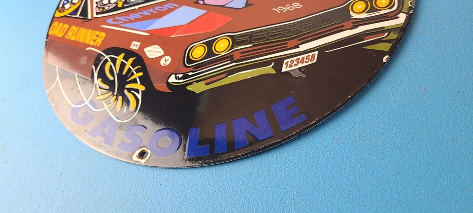 Vintage Chevron Gasoline Sign - Mopar Road Runner Racing Auto Gas ...