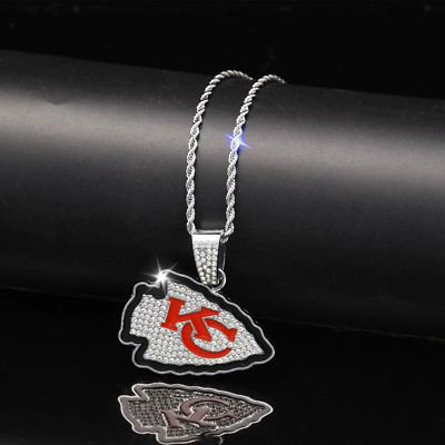 24" Kansas City Chiefs Silvery Chain Necklace Hip Hop Super Bowl ...