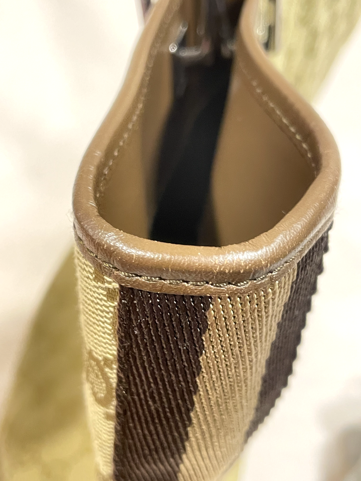 Authentic GUCCI Shoulder Hand Tote Bag Sherry GG Canvas Leather Rank A ...