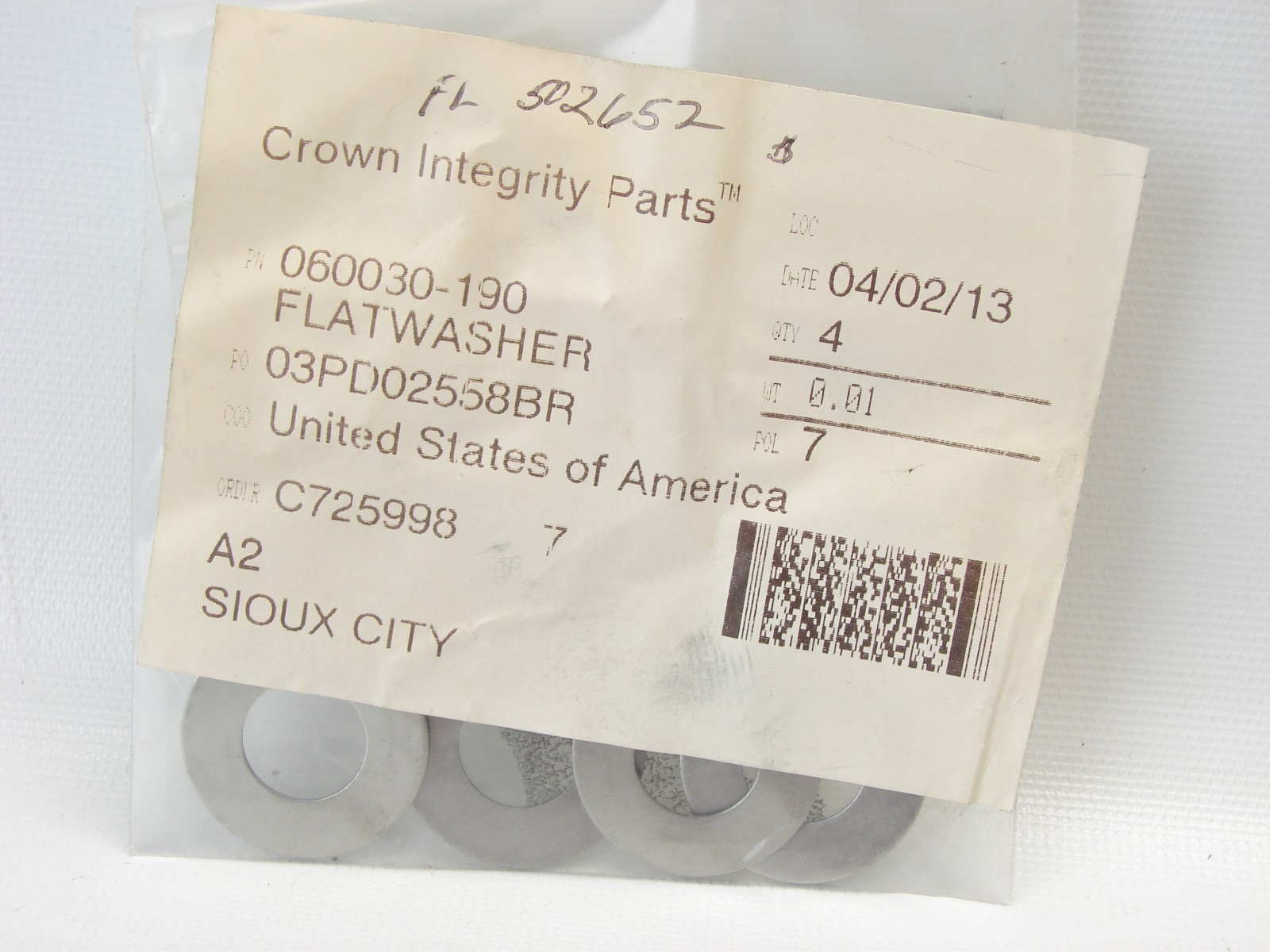 (4) New Crown 060030-190 OEM For Crown GPW Flat Washers (T82) | eBay