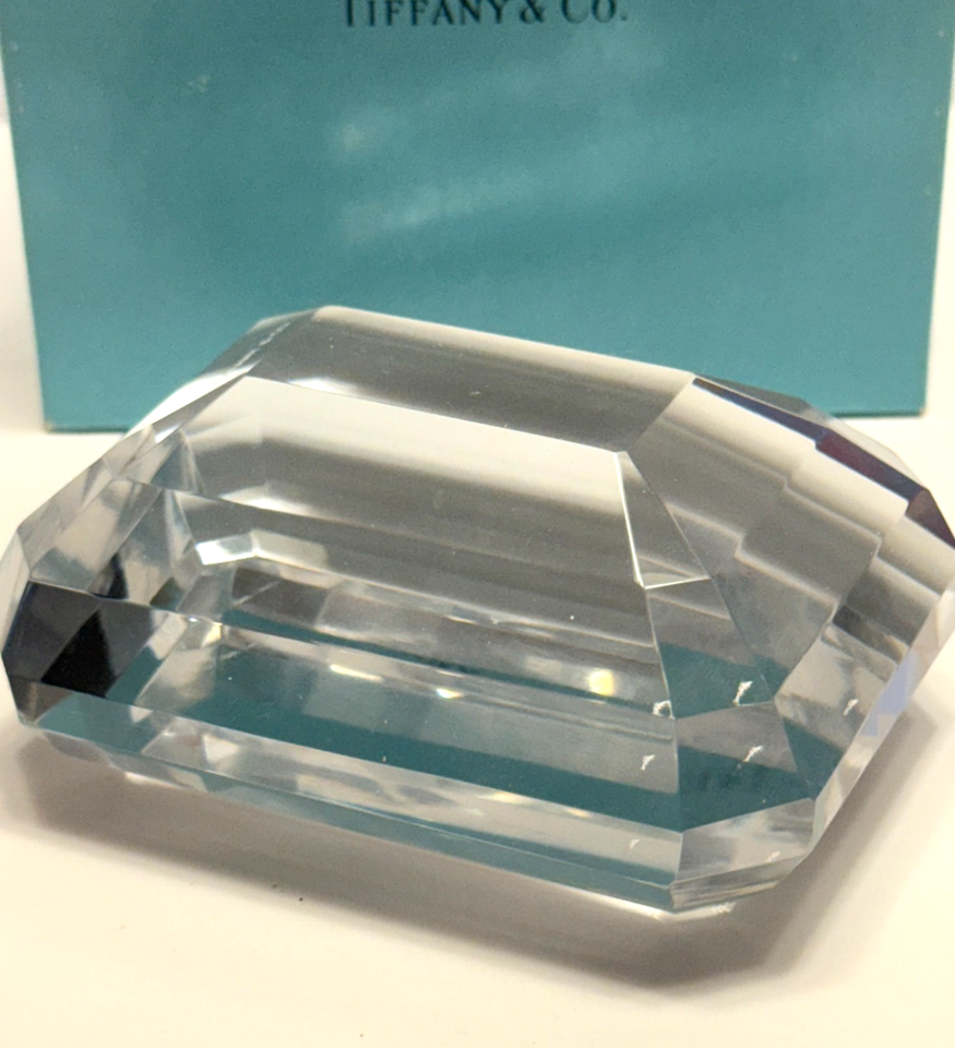 Tiffany & Co Faceted Emerald Cut Crystal Paperweight~w/Box~Stunning ...