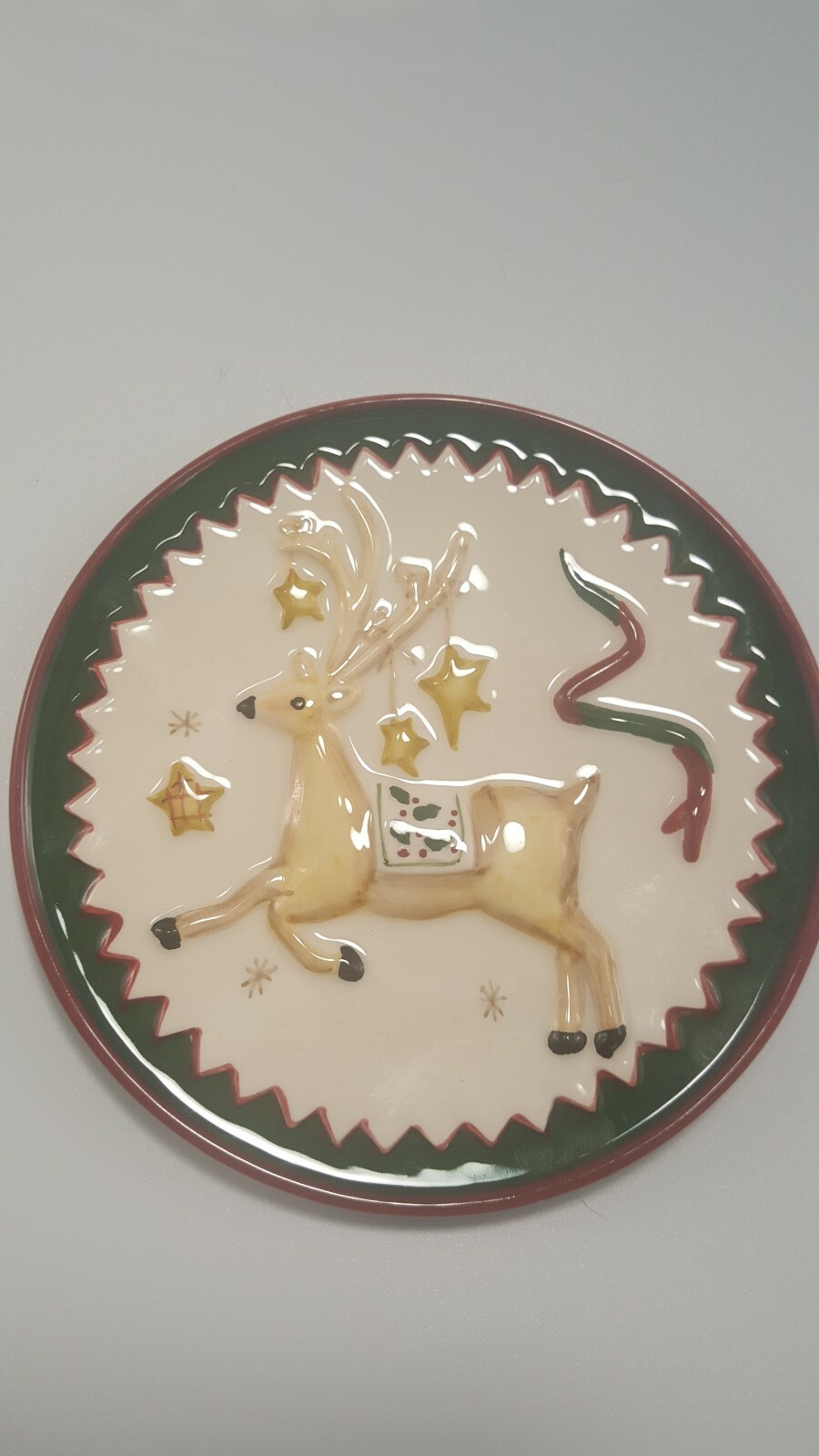 MWW Market Holly Jolly Holiday Reindeer Set Of 3 Mini Plates Original ...