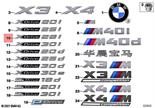 Genuine BMW X3 G08 X3 28iX SAV Lettering X DRIVE 28I 51147488715 | eBay