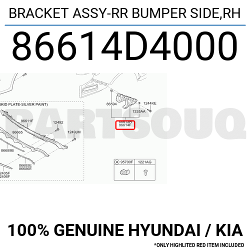 86614D4000 Genuine Hyundai / KIA BRACKET ASSY-RR BUMPER SIDE,RH | eBay