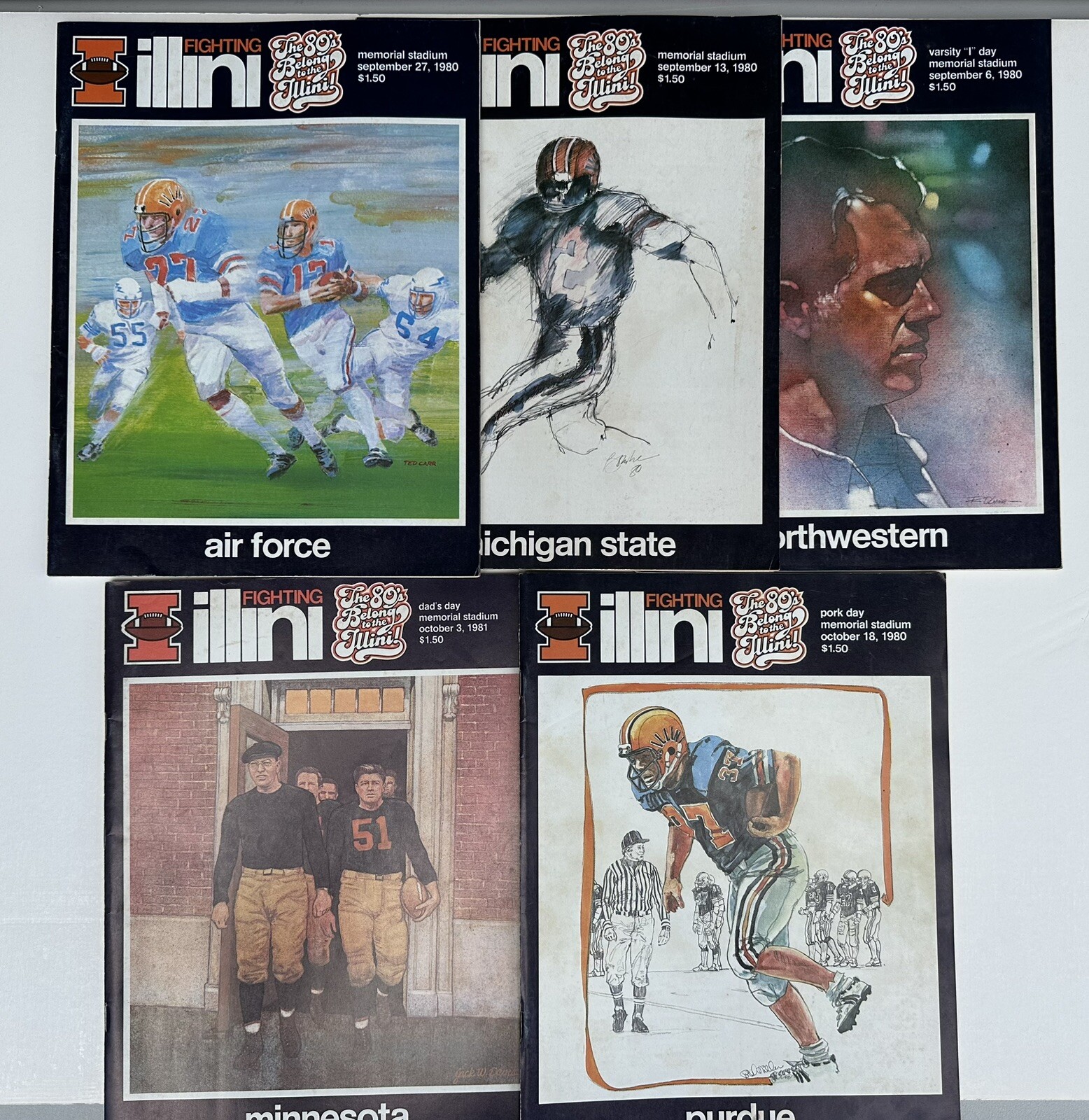 Lot of (5) 1980 Illinois College Football Game Programs | eBay