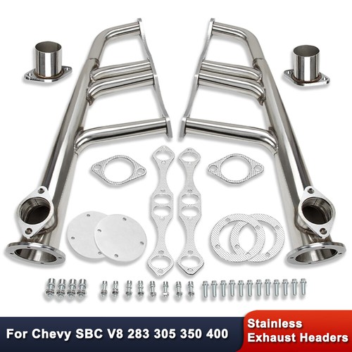 Polished Stainless Steel Lake Style Exhaust Headers For SBC 265-400 V8 ...