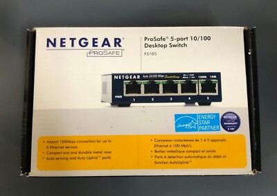 Netgear Prosafe FS105 5-Port 10/100 Desktop Ethernet Switch | eBay