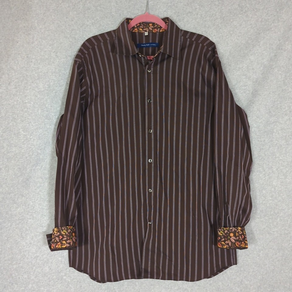 Georg Roth Los Angeles Men's Blue Cotton Long Sleeve Button Down Shirts ...