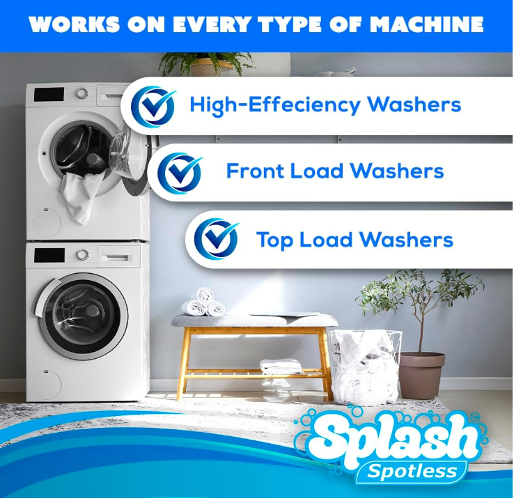 Splash Spotless Washing Machine Cleaner for HE Front Load & Top Load ...
