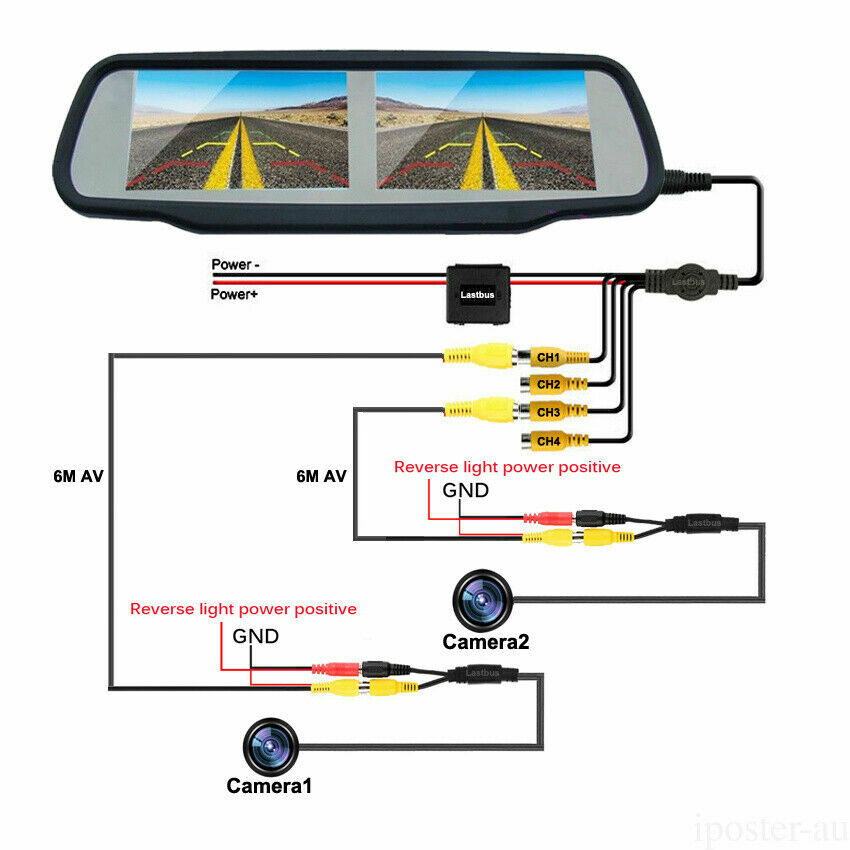 4.3" Dual Screen Monitor Mirror No.1 Mount 2x Blindspot Side View ...