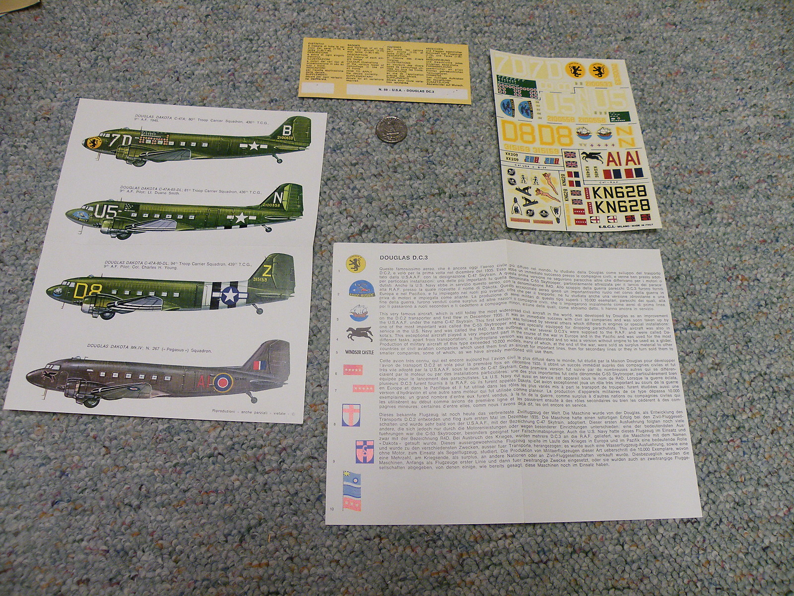 Esci decals 1/72 Douglas DC-3 C-47 USA RAF B-24 variants F139 | eBay
