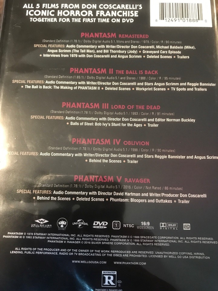 Phantasm: 5-Movie Collection (DVD, 2017, 5-Disc Set) NEW 812491018880| eBay
