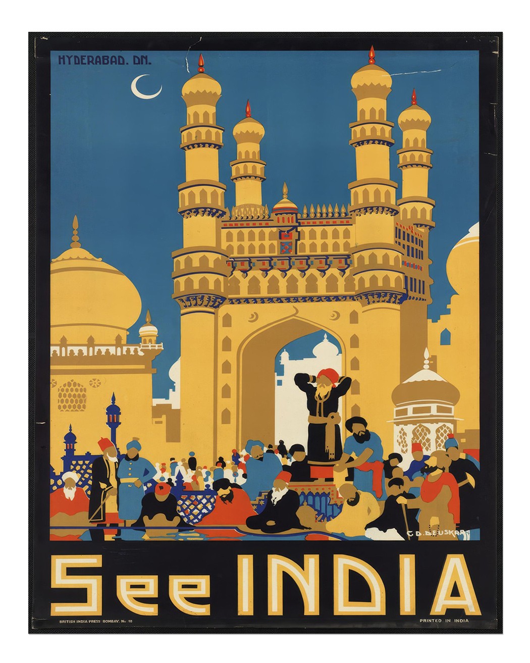 Vintage Travel Poster Wall Art - See India Hyderabad Premium Quality | eBay
