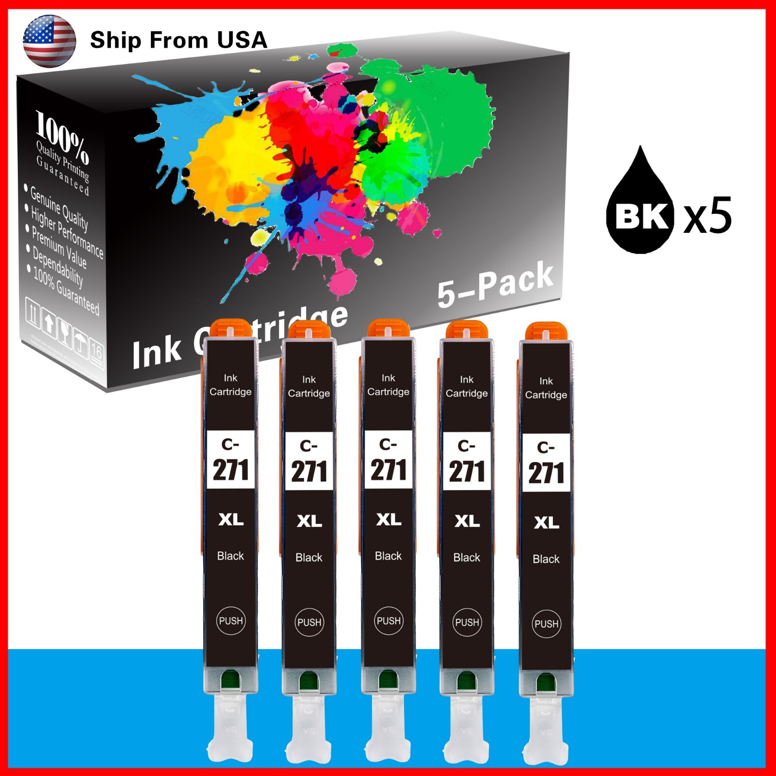 5PK CLI-271XL Ink Cartridge CLI-271XL for PIXMA MG5721 MG5720 Printer ...