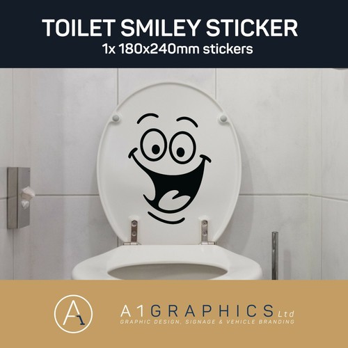 TOILET SMILEY FACE vinyl toilet lid wall stickers Decals Decoration ...