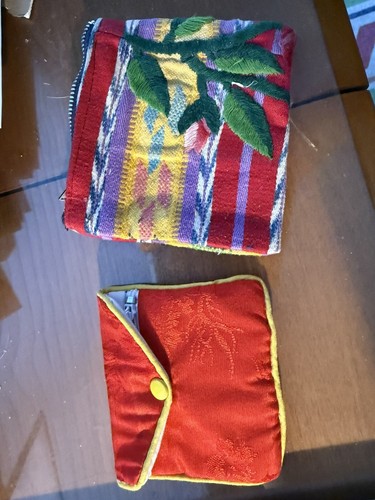2 cloth coin purses zip close, colorful design, and China silky red | eBay