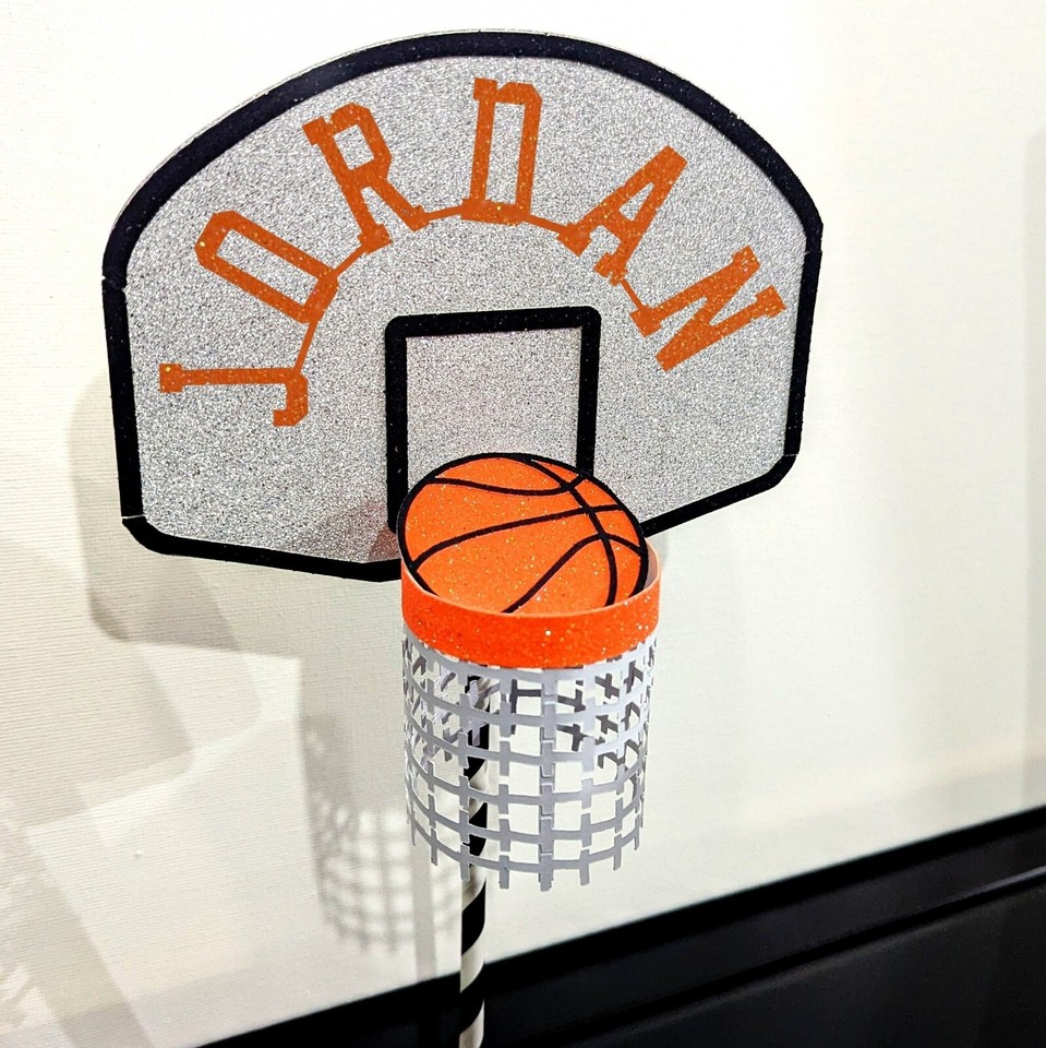Basketball Themed 🏀 Cake Topper 3D Net & Ball Personalised Free ...